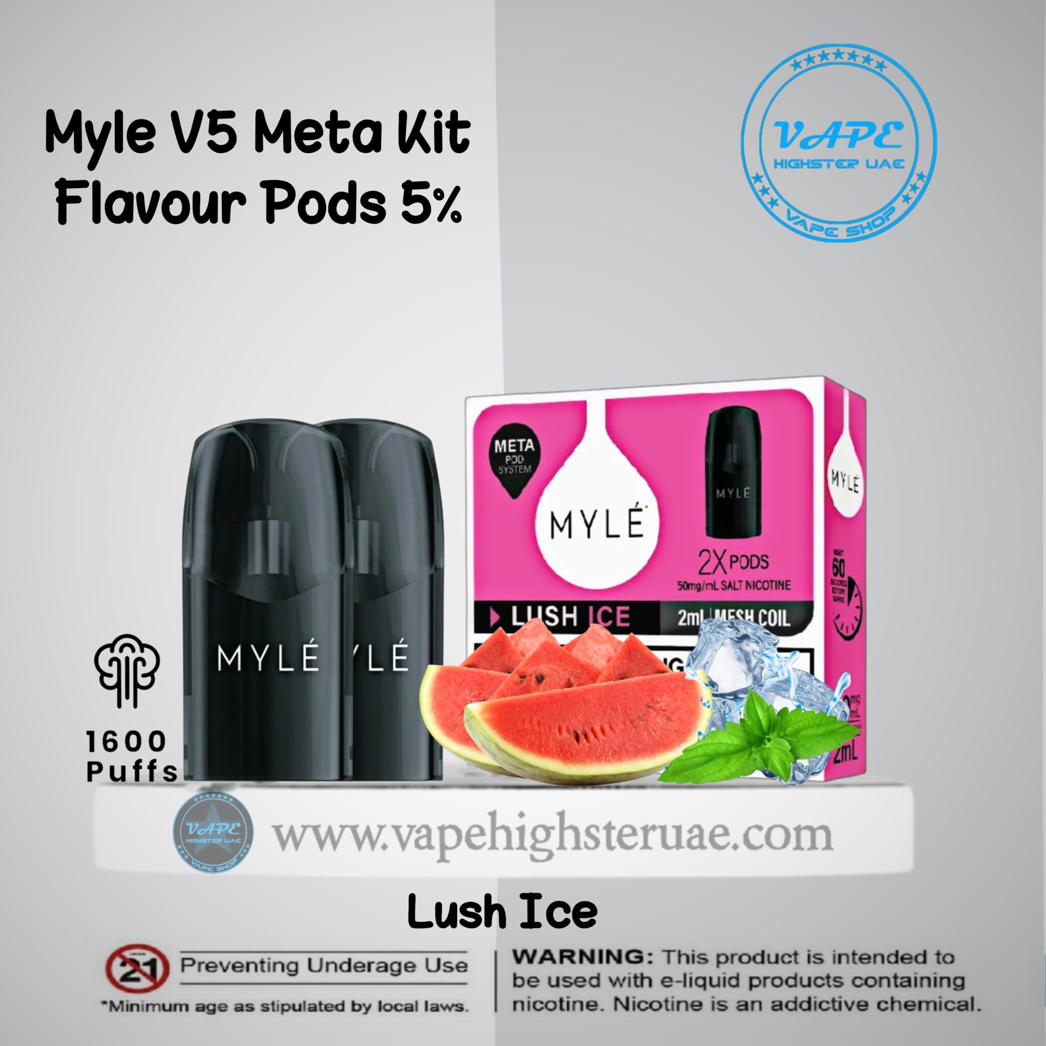Myle V5 Meta Pods ( Lush Ice ) 1600 Puffs | Vape Highster Uae