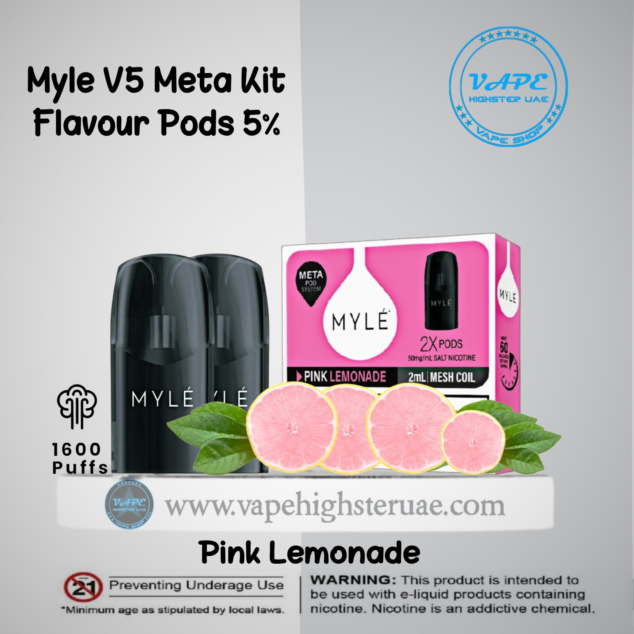 Myle V5 Meta Pods ( Pink Lemonade ) 1600 Puffs | Vape Highster Uae